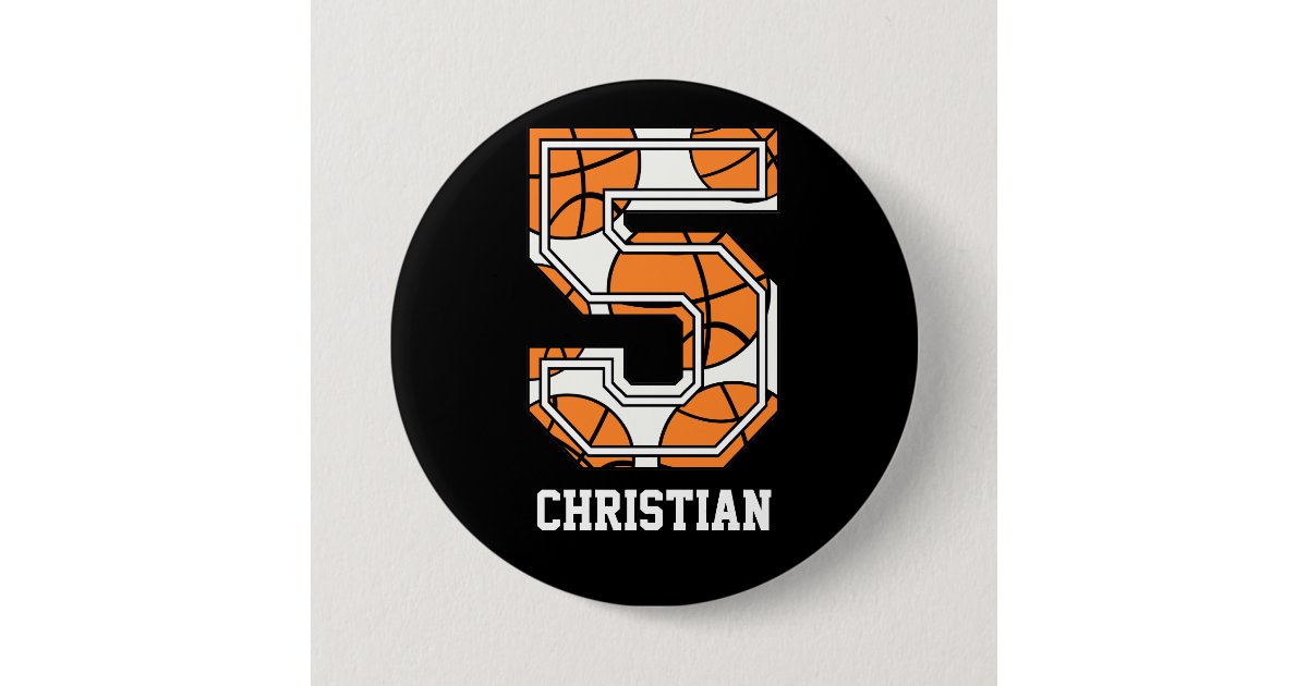 Personalized Basketball Number 5 Button | Zazzle
