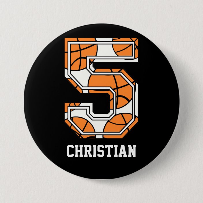 Personalized Basketball Number 5 Button | Zazzle.com