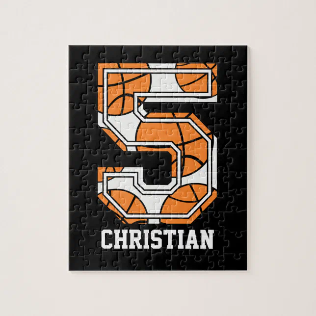 Personalized Basketball Number 5 Jigsaw Puzzle | Zazzle