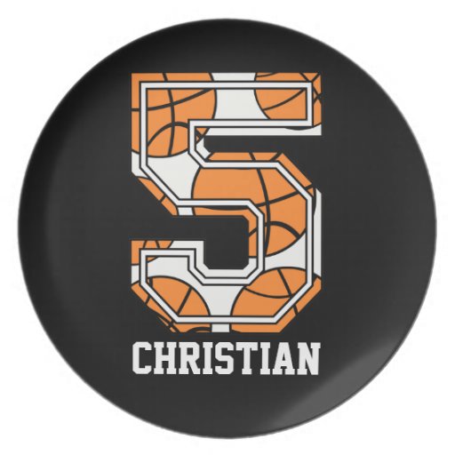 Personalized Basketball Number 5 Plates | Zazzle