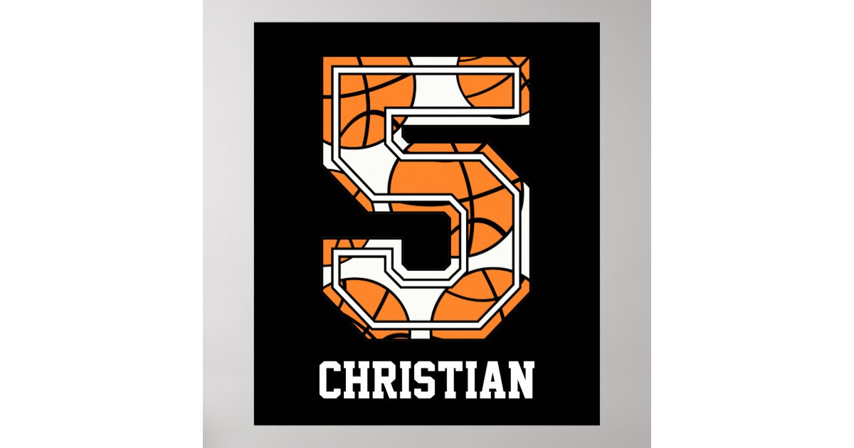 Personalized Basketball Number 5 Poster | Zazzle