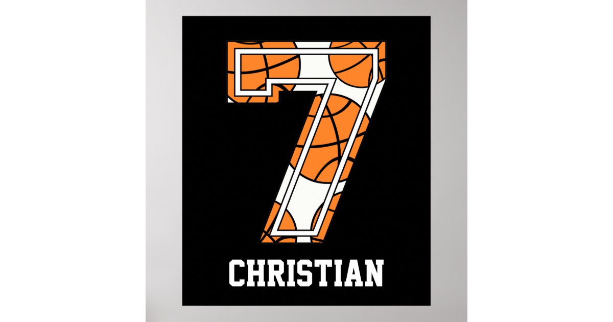 Personalized Basketball Number 7 Poster | Zazzle