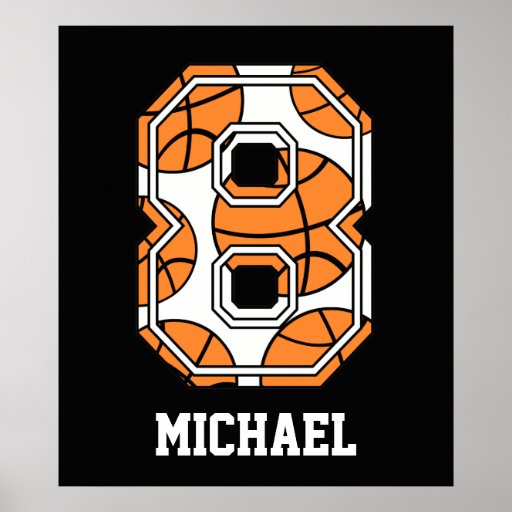 Personalized Basketball Number 8 Poster | Zazzle