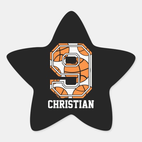 Personalized Basketball Number 9 Star Sticker | Zazzle.com