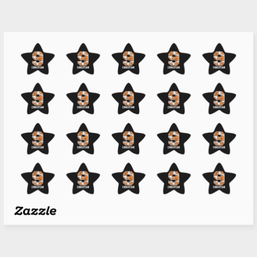 Personalized Basketball Number 9 Star Sticker | Zazzle