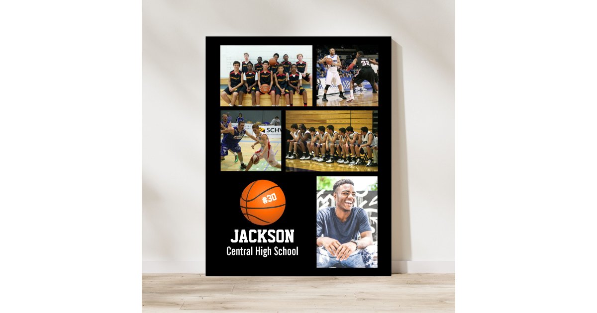 Personalized Basketball Photo Collage Name Team # Poster | Zazzle