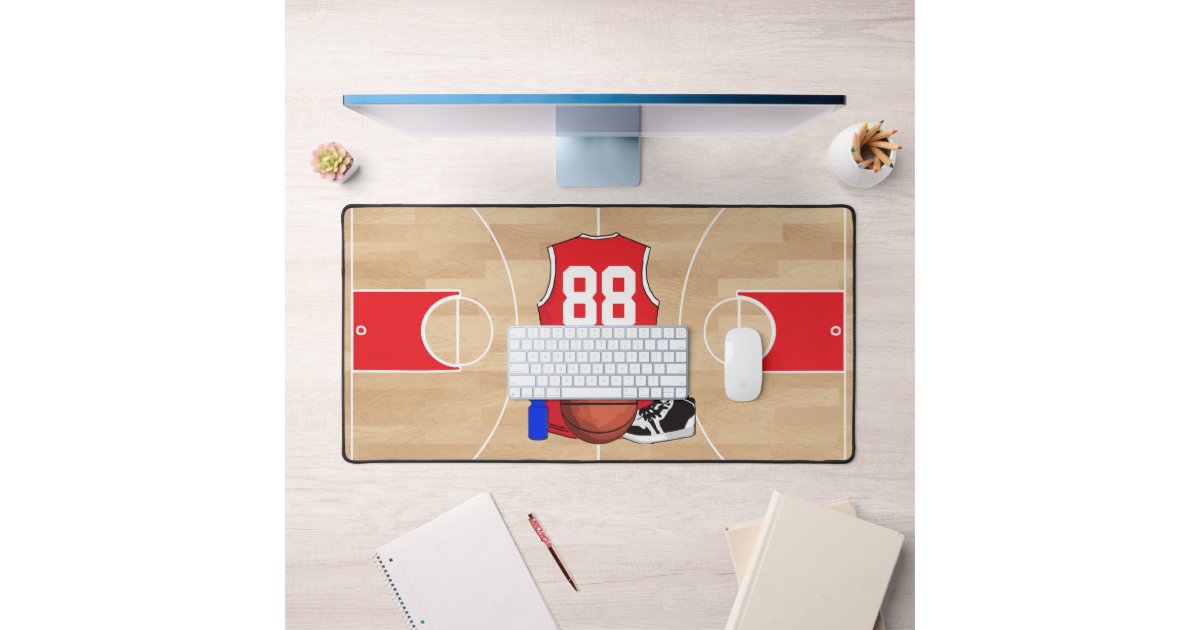 Personalized Basketball player on basketball court Desk Mat | Zazzle