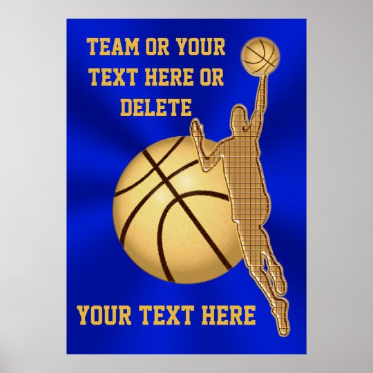 Personalized Basketball Posters Blue and Gold | Zazzle.com