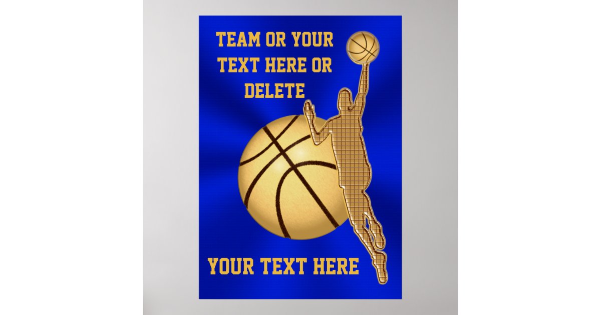 Personalized Basketball Posters Blue and Gold | Zazzle