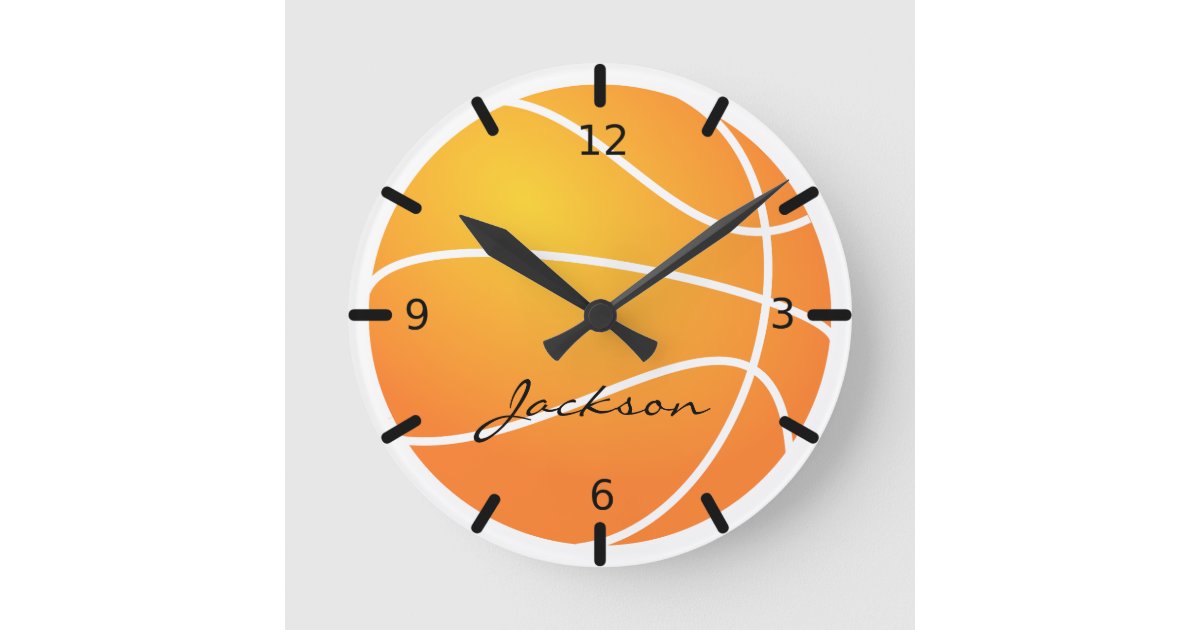 Personalized Basketball Round Clock | Zazzle
