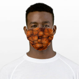 Personalized basketballs sports pattern adult cloth face mask | Zazzle