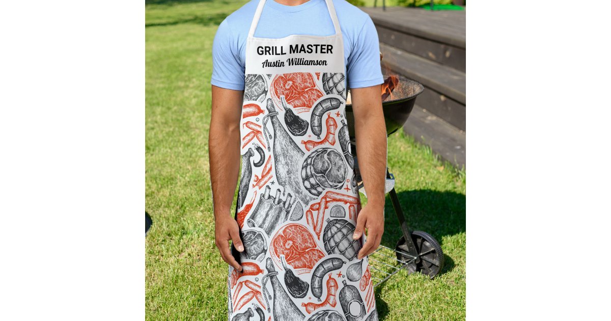 Personalized BBQ Grill Chef Barbecue Master Apron | Zazzle