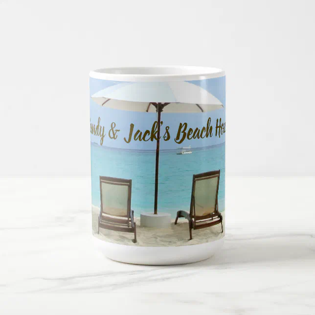 Personalized Beach House Chairs in Sand Coffee Mug | Zazzle