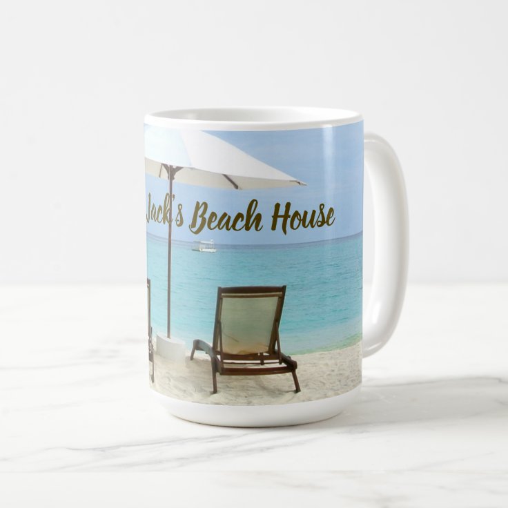 Personalized Beach House Chairs in Sand Coffee Mug | Zazzle