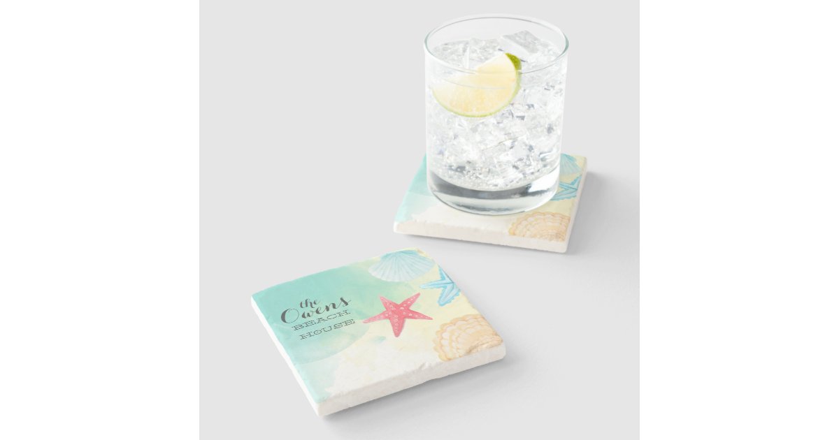 Personalized Beach House Coasters | Zazzle