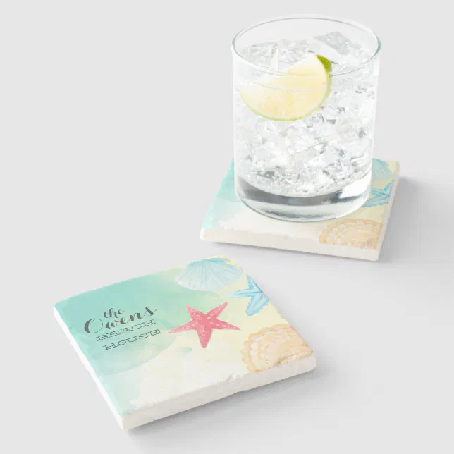 Personalized Beach House Coasters | Zazzle