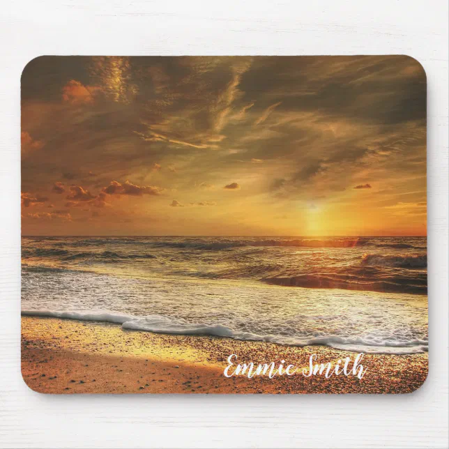 Personalized Beach Ocean Sunset Photo Mouse Pad | Zazzle