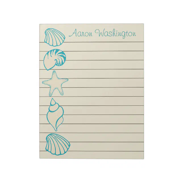 Personalized Beach Seashell Notepad | Zazzle