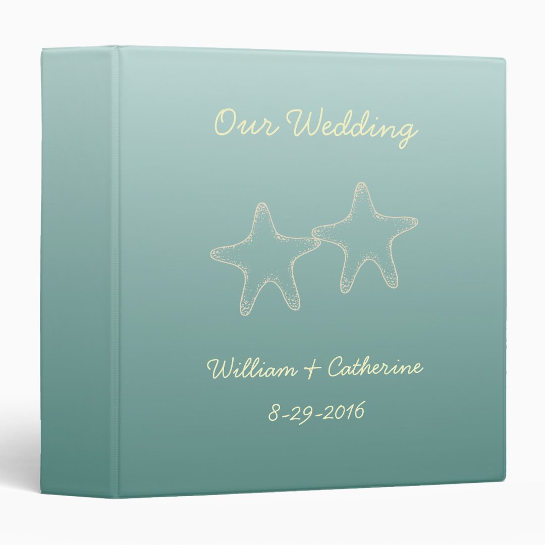 Personalized Beach Starfish Wedding Binder Gift | Zazzle