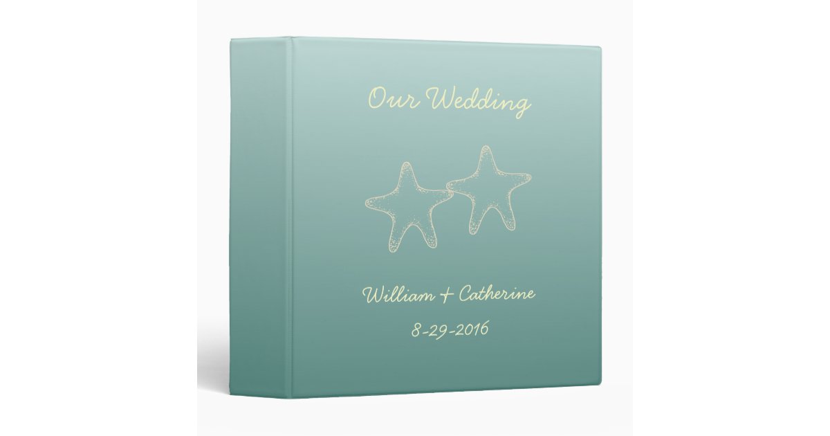 Personalized Beach Starfish Wedding Binder Gift | Zazzle