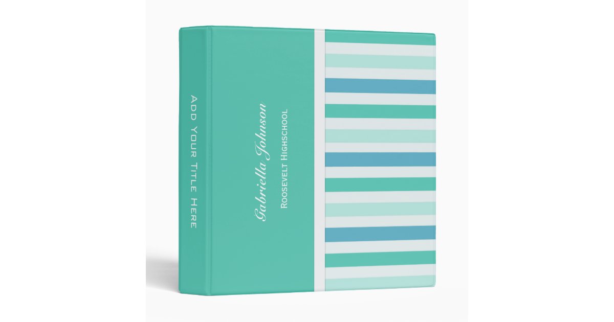 Personalized: Beachy Striped Binder | Zazzle