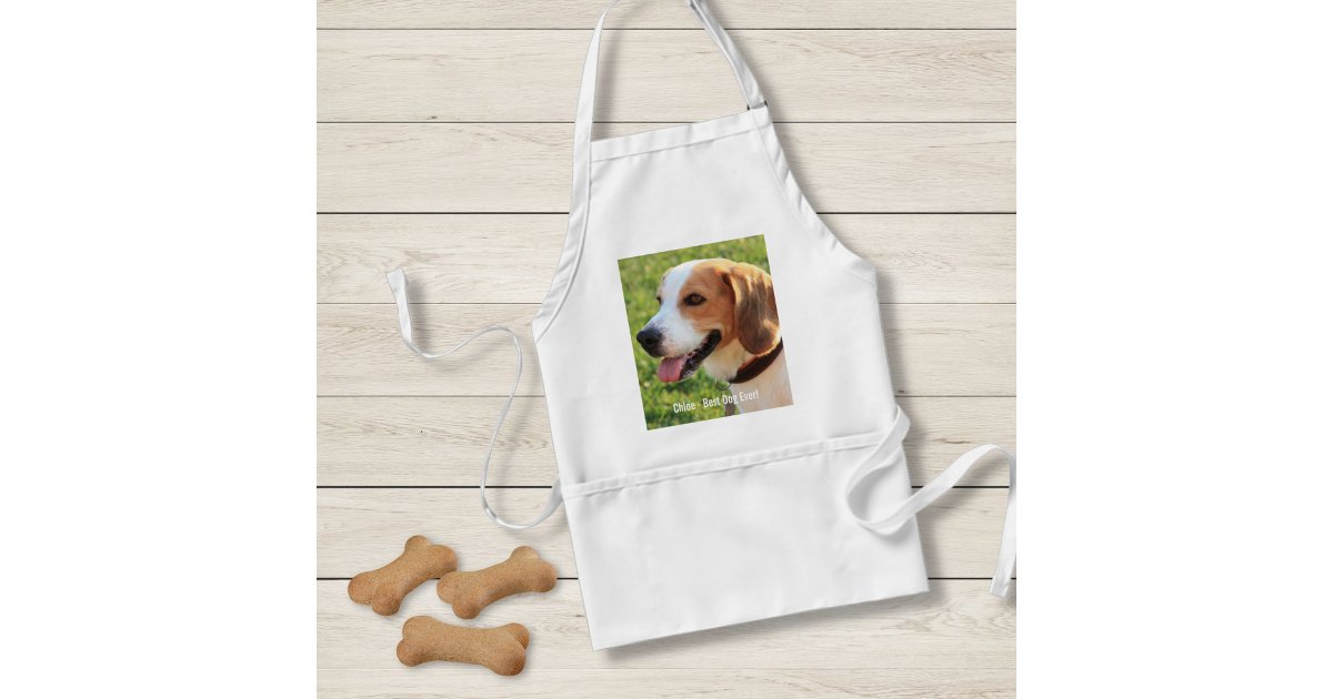 Personalized Beagle Dog Photo and Dog Name Adult Apron | Zazzle