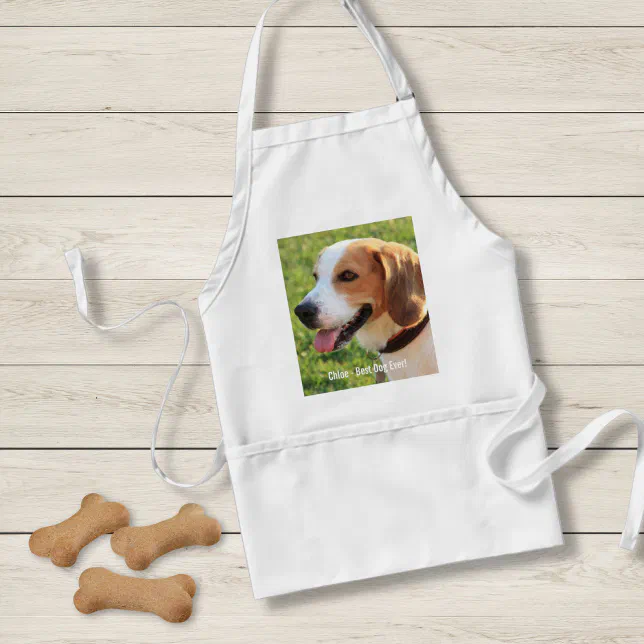Personalized Beagle Dog Photo and Dog Name Adult Apron | Zazzle