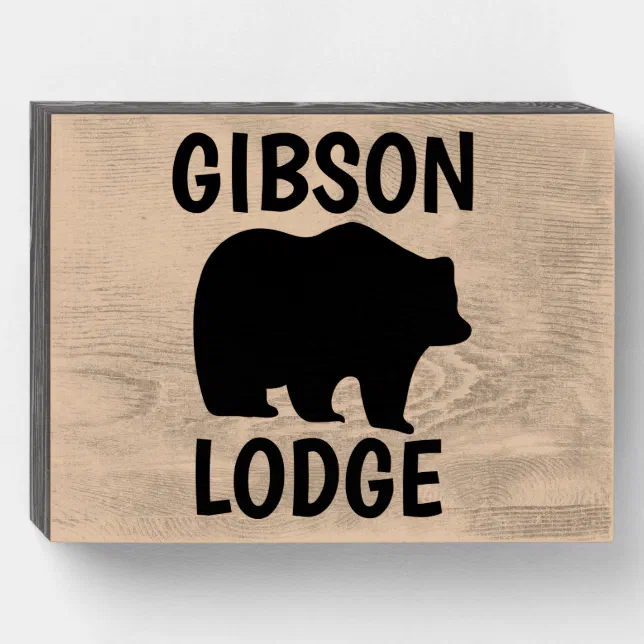 PERSONALIZED BEAR LODGE RUSTIC Wood Box Sign | Zazzle