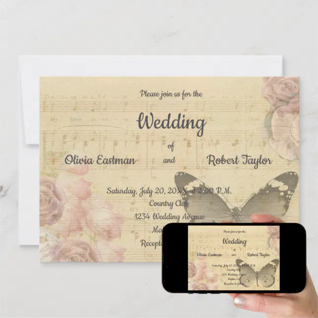 Personalized beautiful romantic butterfly wedding invitation | Zazzle