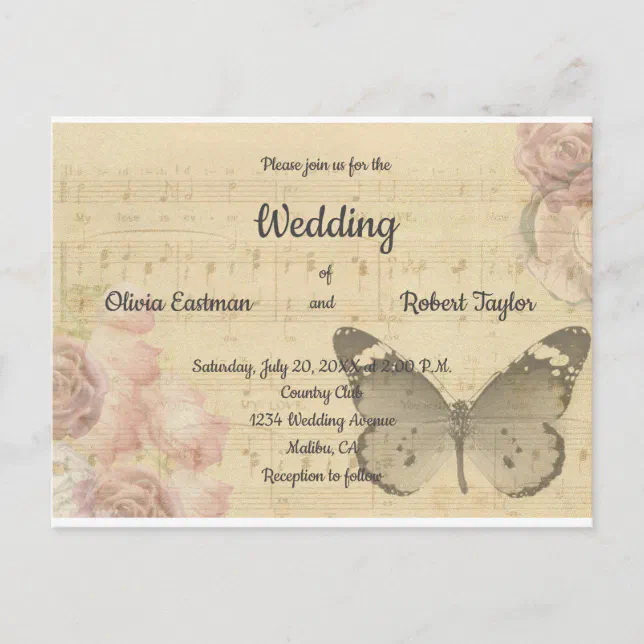 Personalized beautiful romantic butterfly wedding postcard | Zazzle