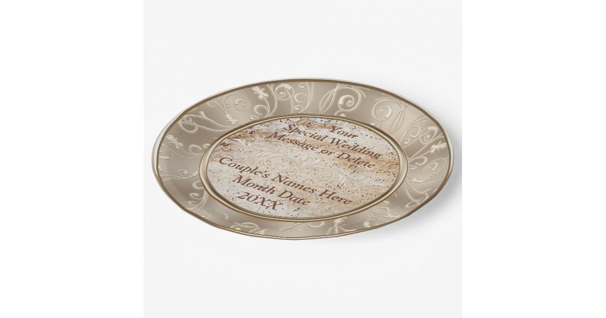 Personalized Beautiful Rustic Wedding Paper Plates | Zazzle