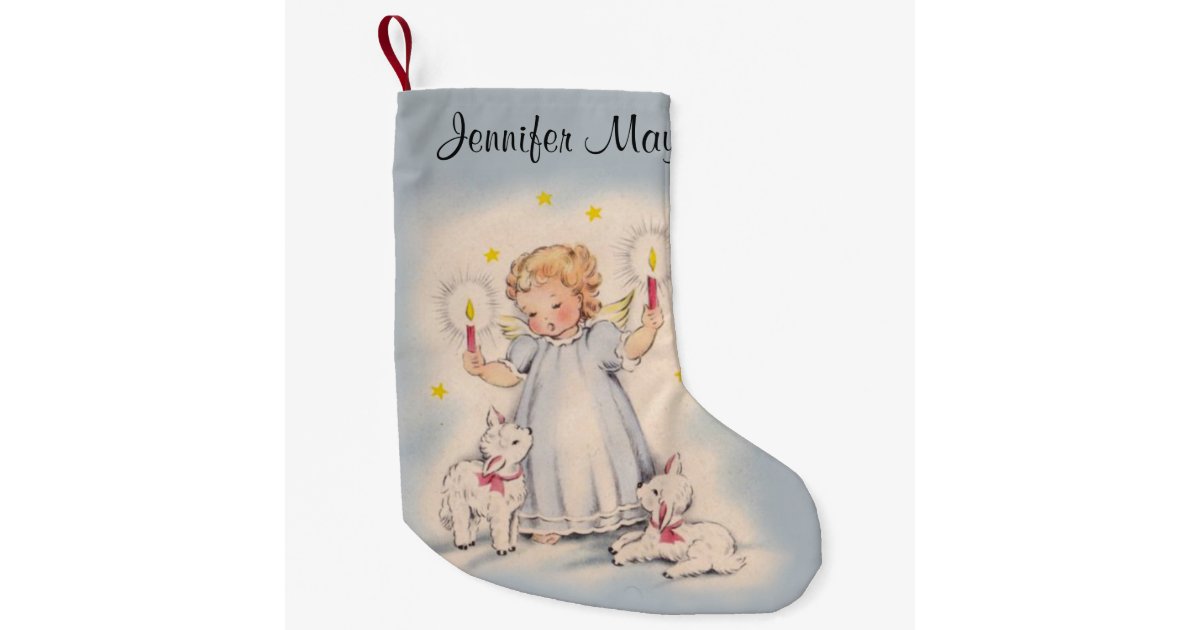 Personalized Beautiful Vintage Angel with Lambs Small Christmas ...