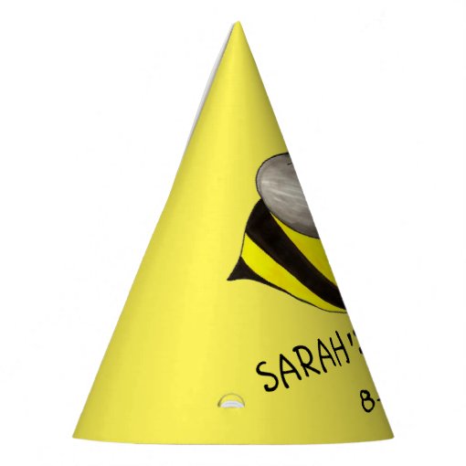Personalized Bee Day Yellow Bumblebee Birthday Party Hat | Zazzle