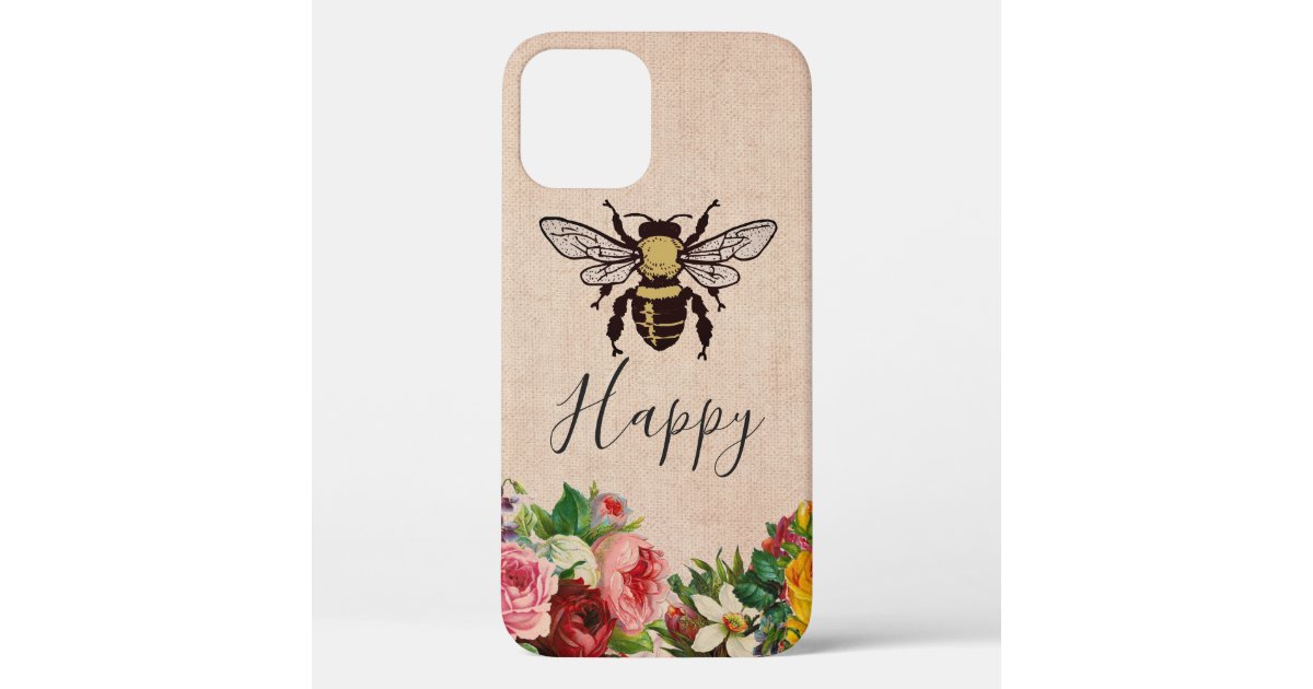 Personalized Bee Happy Phone Case | Zazzle