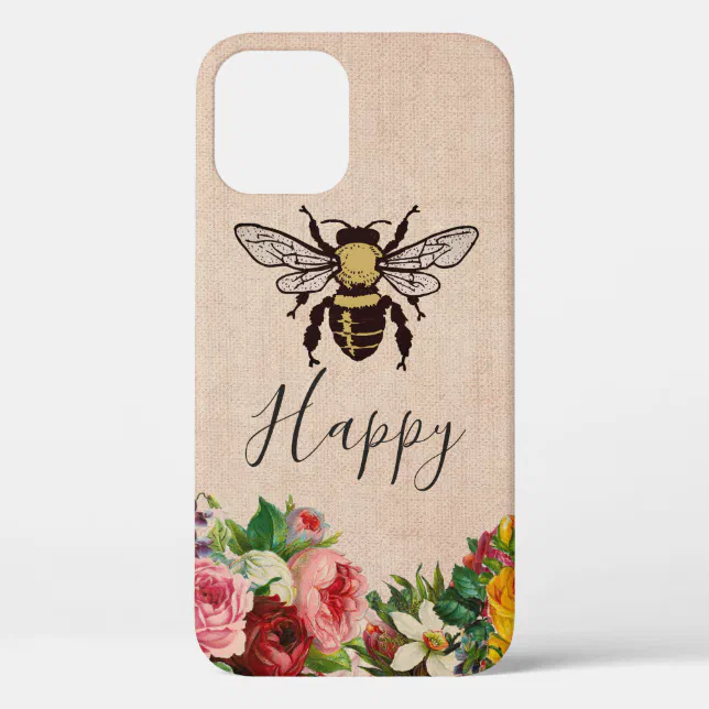 Personalized Bee Happy Phone Case | Zazzle