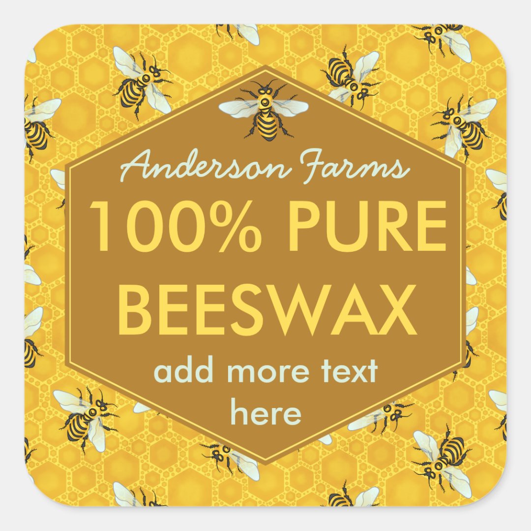 Personalized Beeswax Label Bees and Honeycomb | Zazzle
