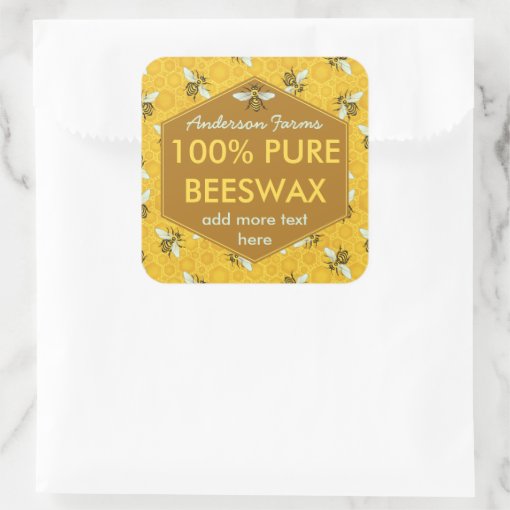 Personalized Beeswax Label Bees and Honeycomb | Zazzle