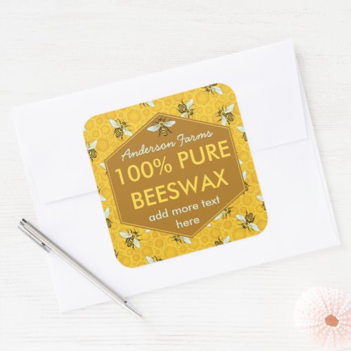 Personalized Beeswax Label Bees and Honeycomb | Zazzle