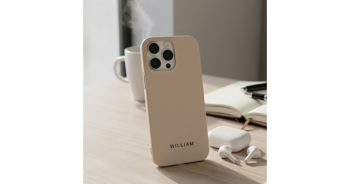 Personalized Beige iPhone Case with Custom | Zazzle