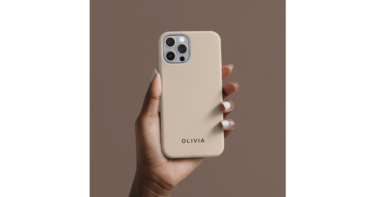 "Personalized Beige iPhone Case with Custom | Zazzle