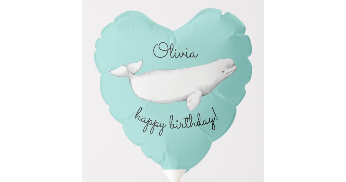 Personalized Beluga Whale Birthday Heart Shaped Balloon | Zazzle
