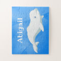 Personalized Beluga Whale Blue, White Arctic Ocean Jigsaw Puzzle | Zazzle