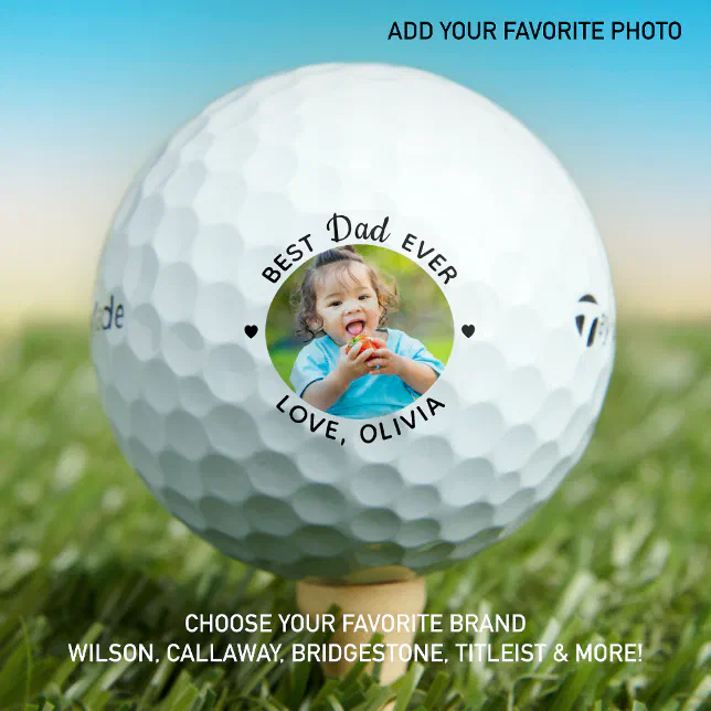 Personalized Best DAD Custom Photo Fathers Day Golf Balls | Zazzle