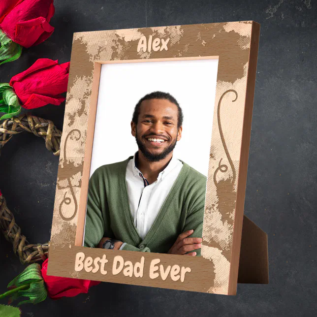 Personalized Best Dad Ever Fathers Day Gift Wooden Engraved Frames | Zazzle