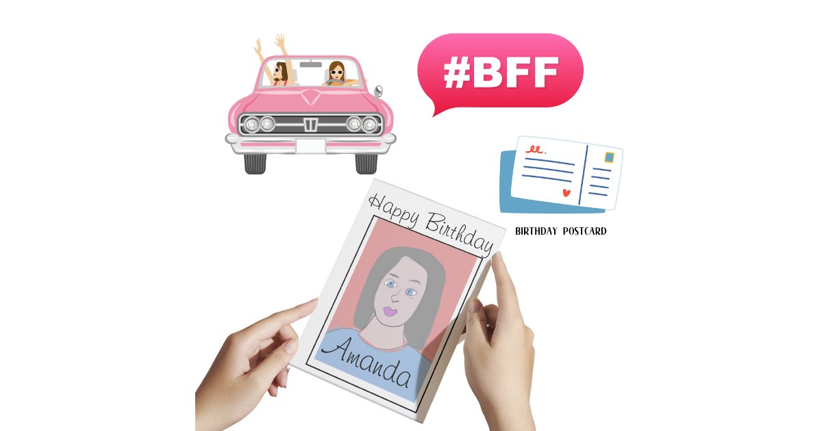 Personalized Best Friend Avatar Birthday Postcard | Zazzle