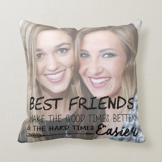 Personalized Best Friend Photo BFF Besties Beige Throw Pillow | Zazzle.com