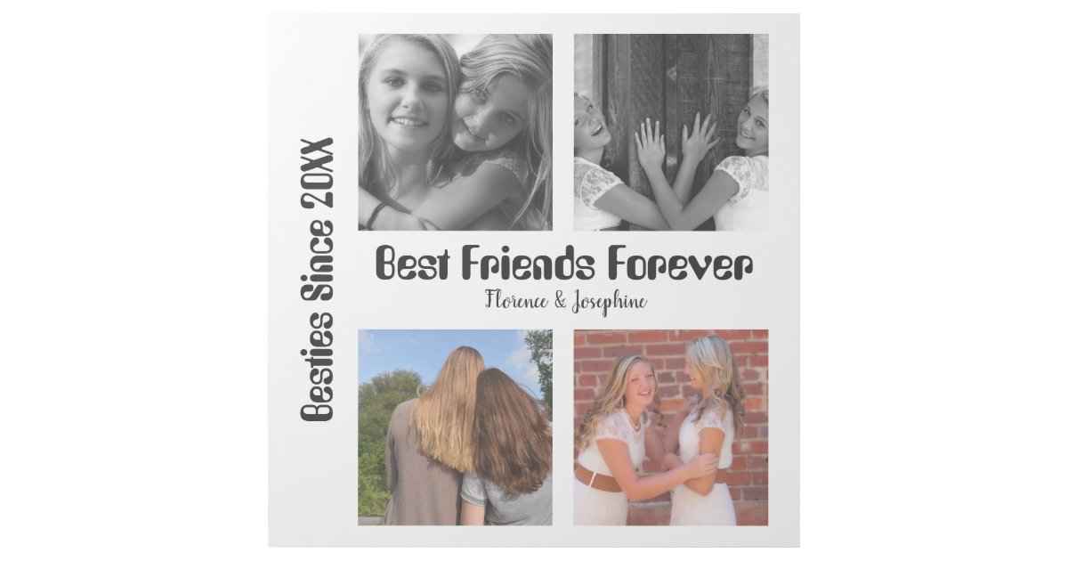 Personalized Best friends forever 4 photo collage Gallery Wrap | Zazzle