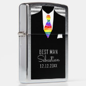 Personalized Best Man Suit and Gay Pride Tie Zippo Lighter | Zazzle