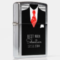Personalized Best Man Suit and Red Tie Zippo Lighter | Zazzle