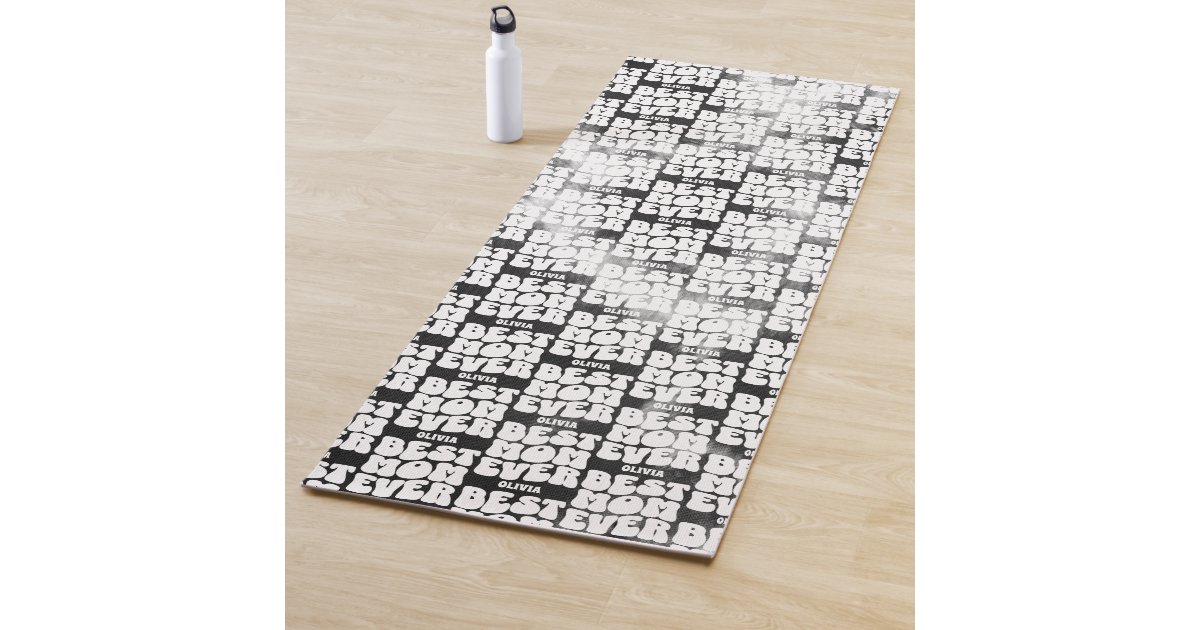 Personalized Best Mom Ever Black Tie Dye Yoga Mat | Zazzle